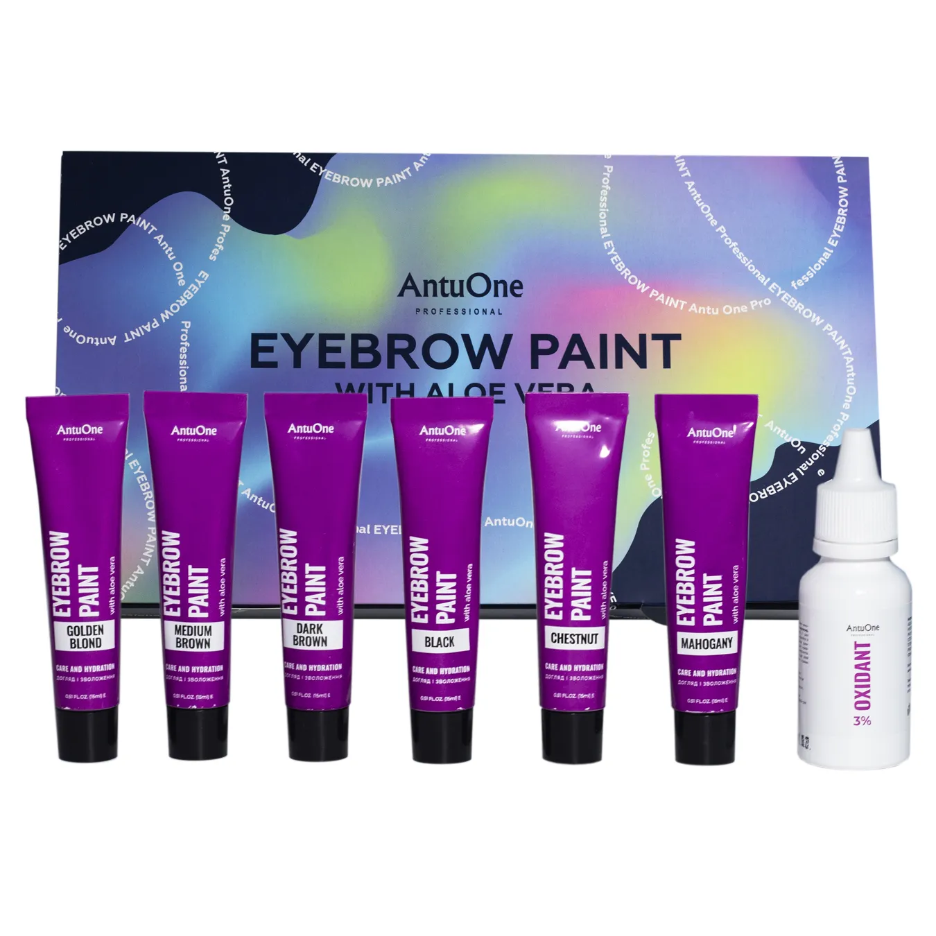 AntuOne Набір фарб для брів із 6 кольорів та окислювач 3%
