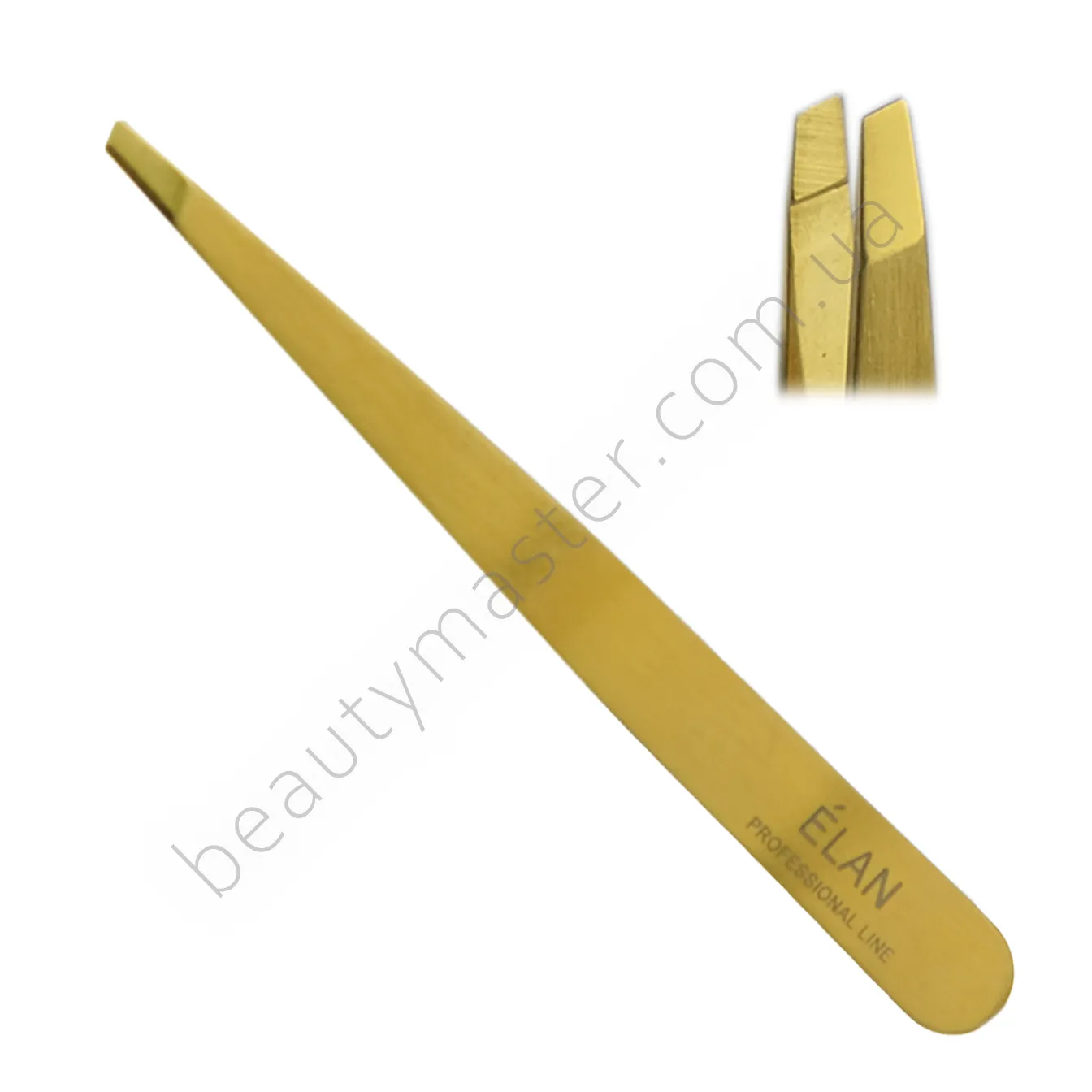 ELAN Пинцет Gold профессиональный скошенный | Beauty Master